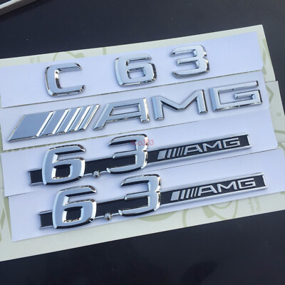 C63 + AMG + 6.3 Side stickers Letters Trunk Embl Badge Sticker for ...