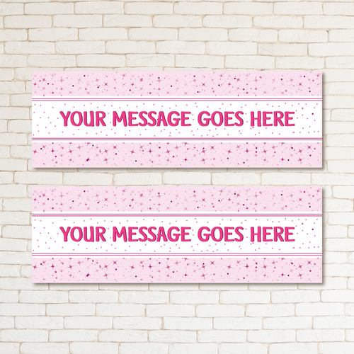 2 Personalised Pink Twinkle Kids & Adult Party Banner Event Decoration ...