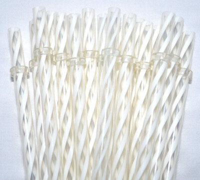 9" & 11" Swirly Straws White Clear Striped Acrylic Straws Reusable BPA ...