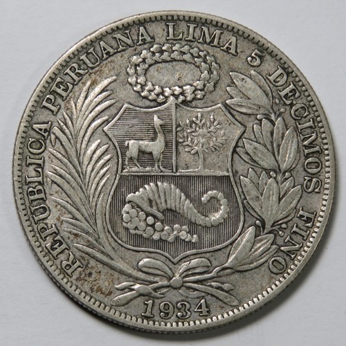 1934 Peru Un Sol - .500 Silver | eBay