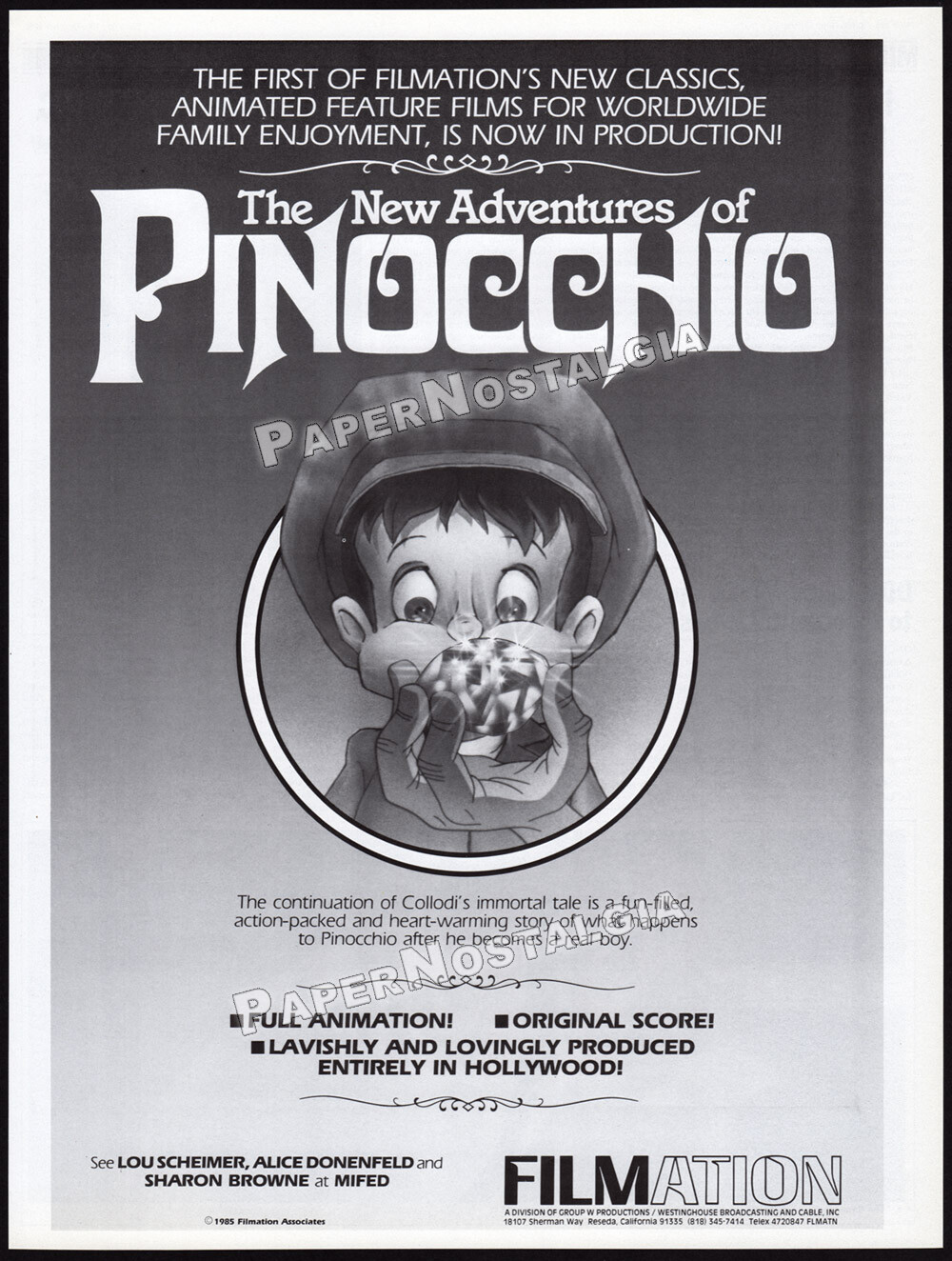 PINOCCHIO - EMPEROR OF THE NIGHT - Original 1985 Trade AD / poster ...