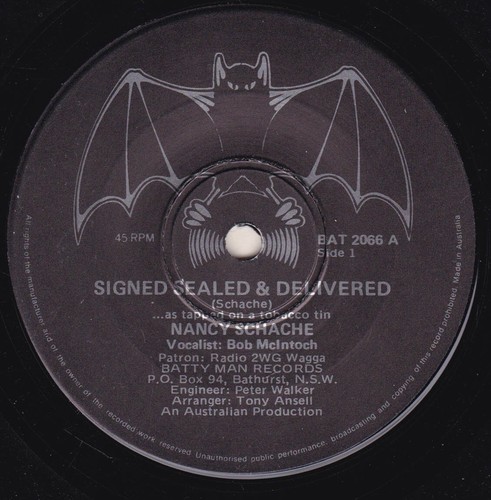 NANCY SCHACHE Signed Sealed & Delivered / Big Fella' Nullabor 45 SirH70 ...