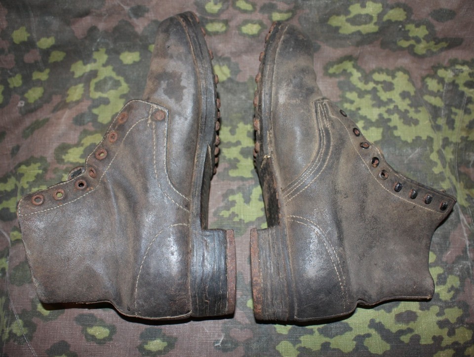 ORIGINAL WW2 GERMAN ARMY M37 M44 LOW ANKLE BOOTS SHOES OSTFRONT WH/SS ...