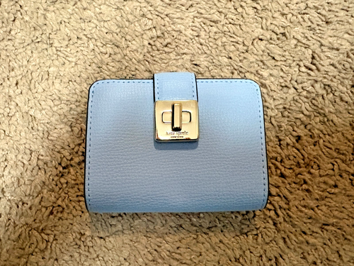 Kate Spade Light Blue Bifold Turn Lock Wallet Excellent Condition | eBay