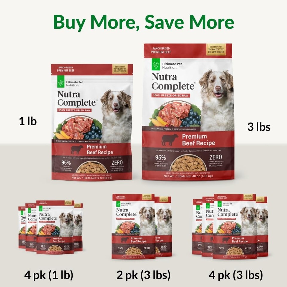 ULTIMATE PET NUTRITION Nutra Complete 1lb Freeze Dried Raw Dog Food ...