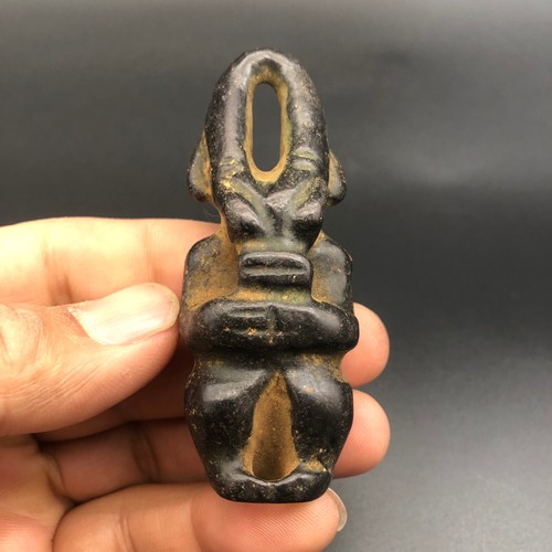 Old Hongshan Culture Meteorite Jade Hand-Carved SunGod Amulet Pendant ...
