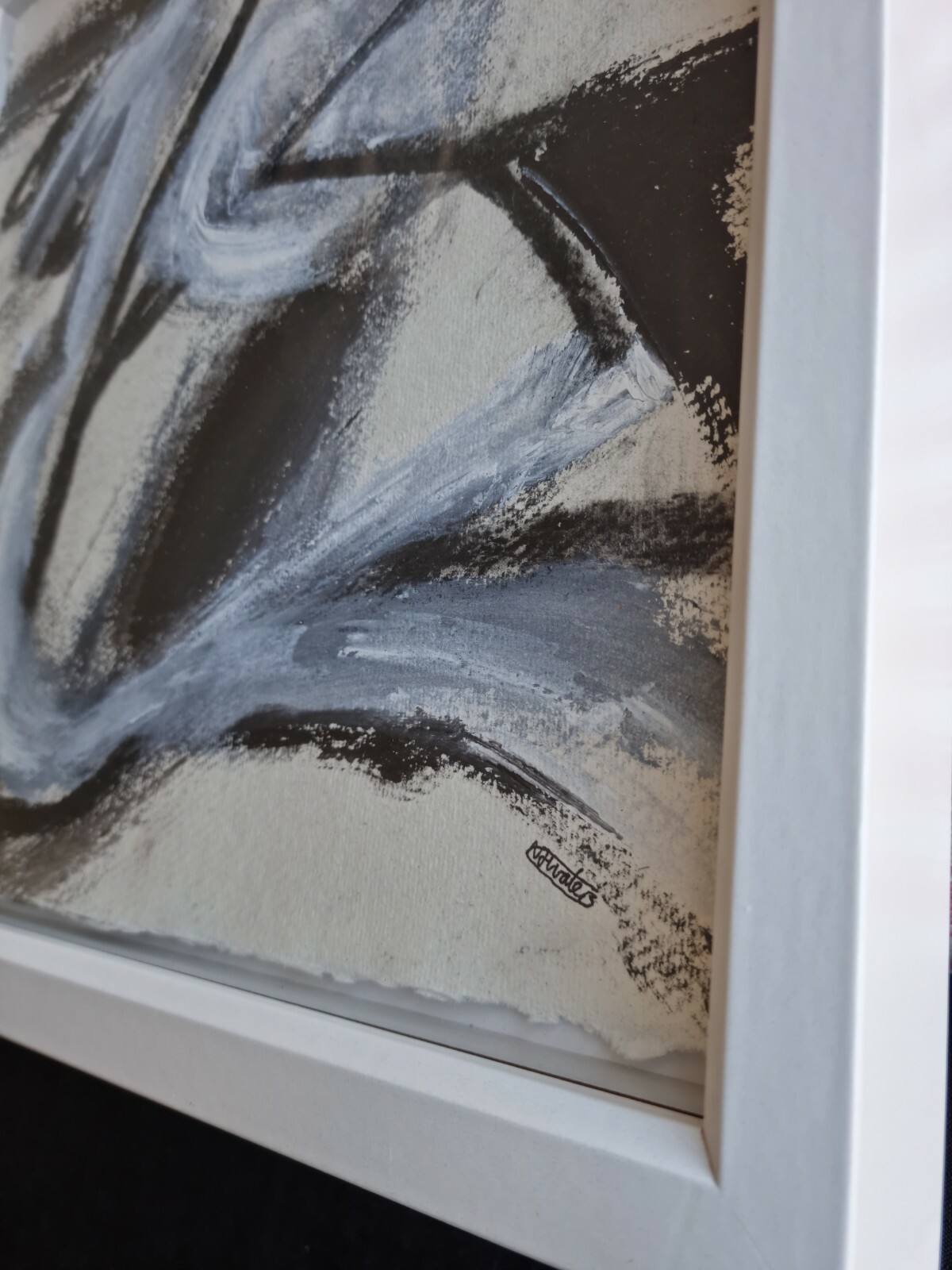 CAPE CORNWALL SEASCAPE DRAWING ORIGINAL FRAMED NIGEL WATERS ART 30x30cm ...