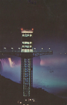 Niagara Falls Night Posted Gorge Tower American Falls Vintage Chrome ...
