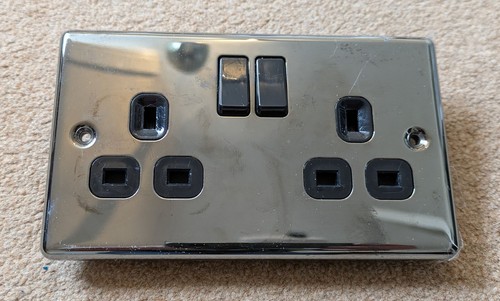LAP Black Nickel Double Socket - 13A with screws | eBay UK