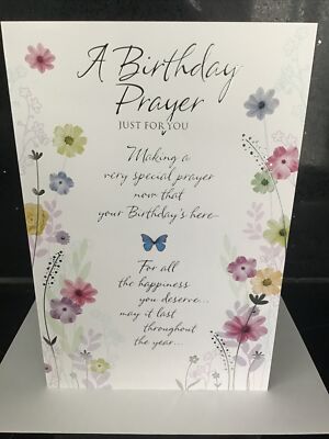 A BIRTHDAY PRAYER CARD RELIGIOUS FLORAL VERSE QUALITY 9" X 6" | eBay
