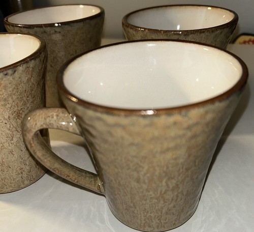 4 Sango Coffee Mugs- glazed dimple pottery pattern-brown | eBay