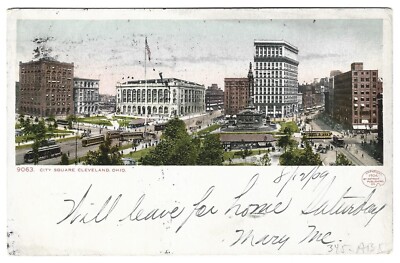 UDB Postcard OH City Square CLEVELAND OHIO to Kansas City, RMS RPO ...
