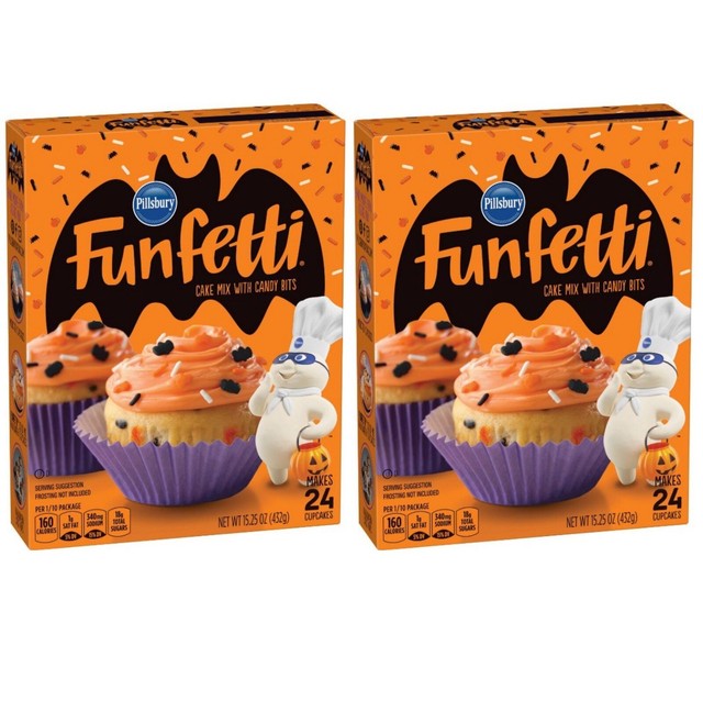 Pillsbury Funfetti CAKE MIX & Frosting LOT 48 Halloween Cupcakes exp 1/ ...