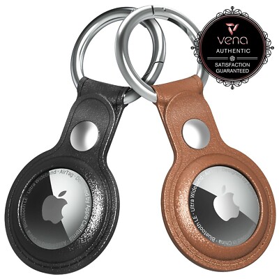 Vena 2x Leather Case Air Tag Cover Keychain Sleeve Shell Skin For Apple ...