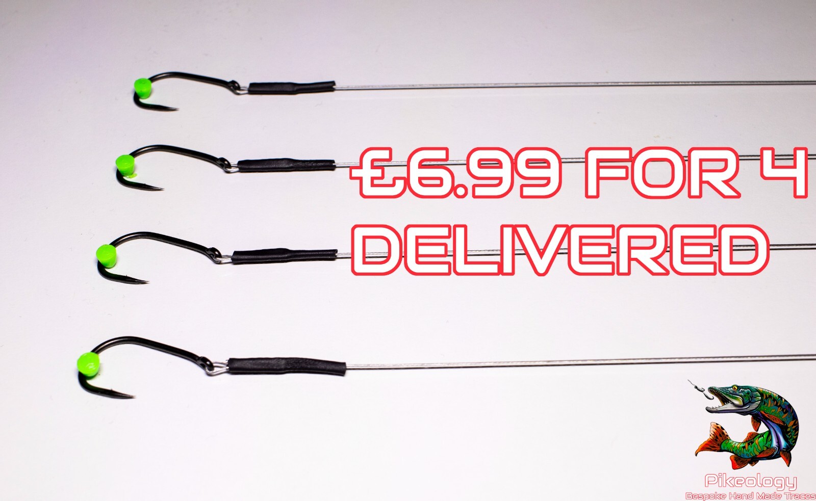 Zander Pike & Perch Single Carp Hook Predator Rig DeadBait Wire Trace ...