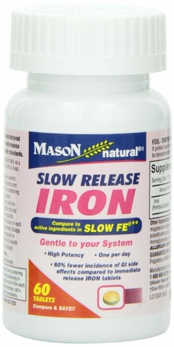 Mason Natural Slow Release Iron Tablets High-Potency Supplement 60 ...