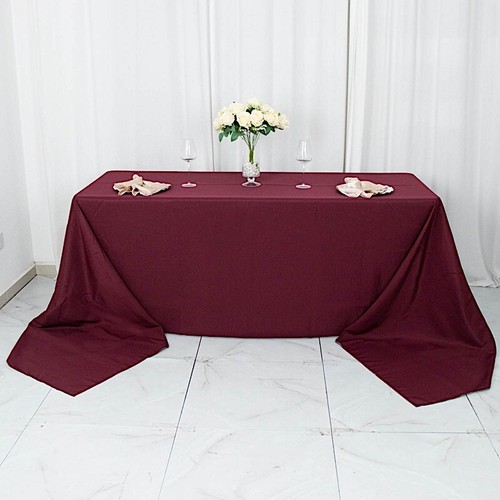 90x156" Burgundy PREMIUM RECTANGLE Polyester TABLECLOTH Catering Party ...