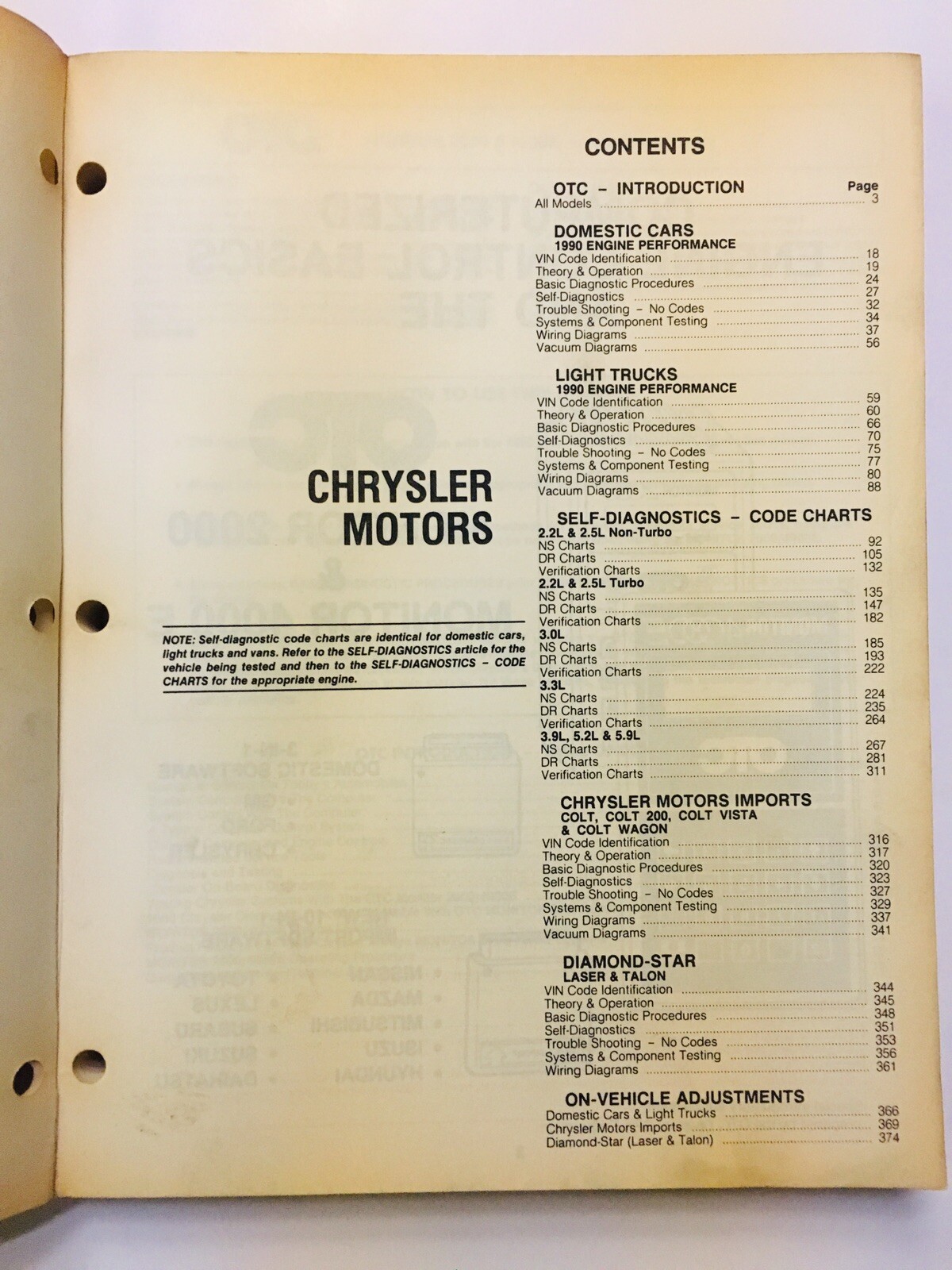 Chrysler Computerized Engine Controls 1990 Supplement Tools Technique ...