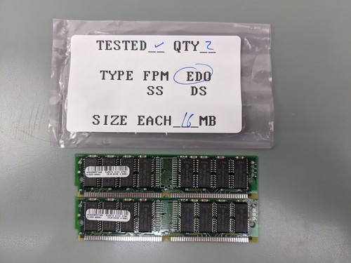 (2) HP 16MB EDO SIMMs, 72-pin RAM Memory Sticks (32MB Total) 1818-6430 ...