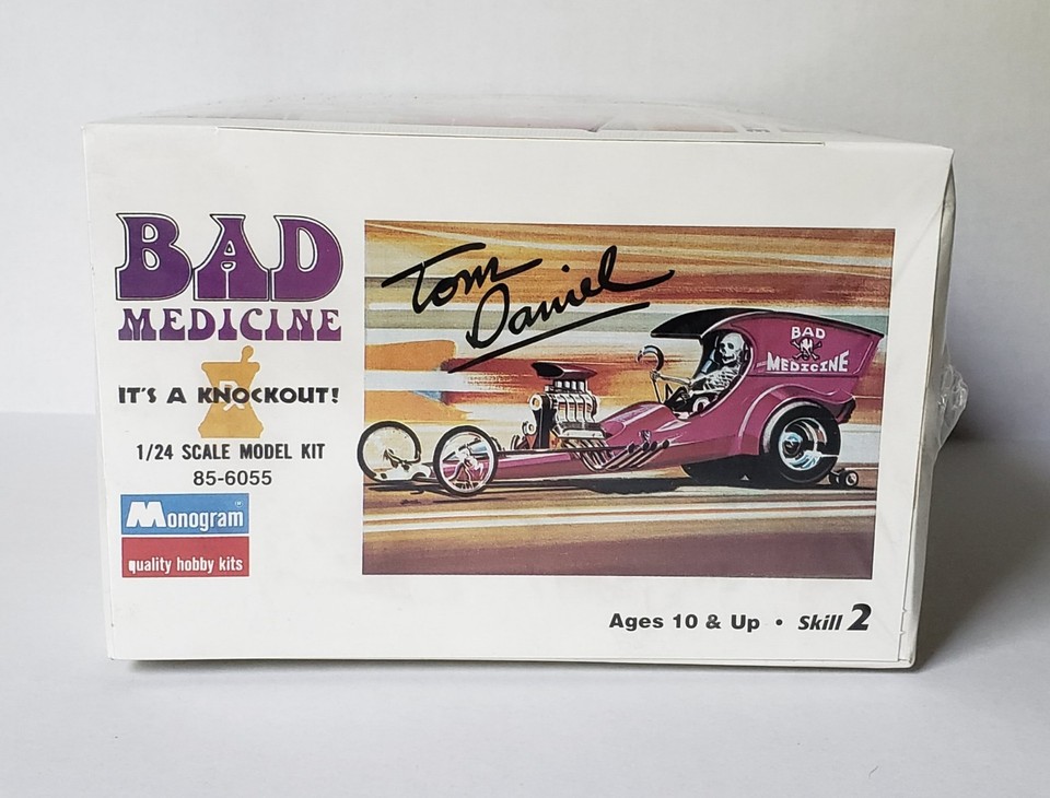 🔥 SEALED BAD MEDICINE ☠ TOM DANIEL MODEL KIT Skeleton Dragster Monogram ...