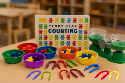 Teddy Bear Counting & Patterning Set – 96 Bears, 12 Easy Grip Tweezers ...