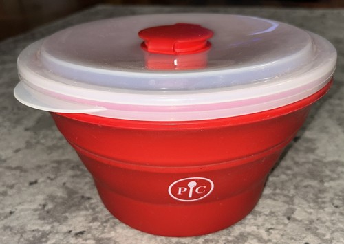 Pampered Chef Microwave Popcorn Maker Popper Red Silicone Collapsible ...