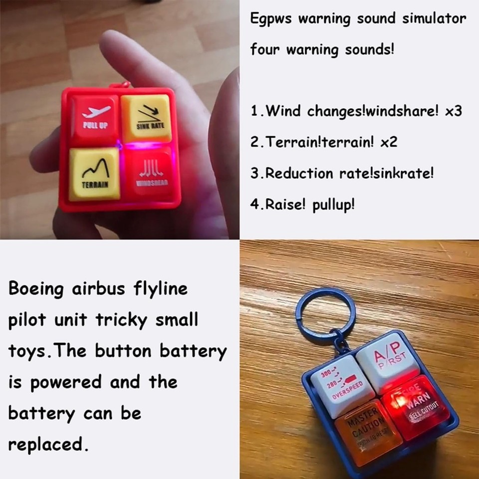 Pilot &Crew Alert Keychain EGPWS Warning Sound Simulator Safety Button ...