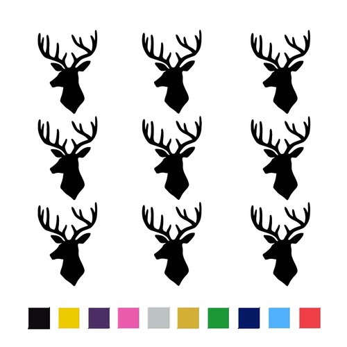 9 x DEER STAG HEAD WINE GLASS/JAR DECAL STICKERS PARTY DECORATION WALL ...