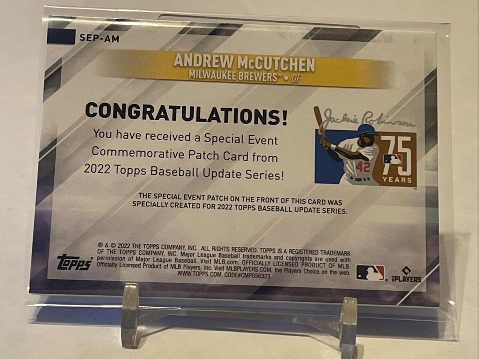 2022 Topps Update ANDREW McCUTCHEN Commemorative Patch Relic Jackie ...