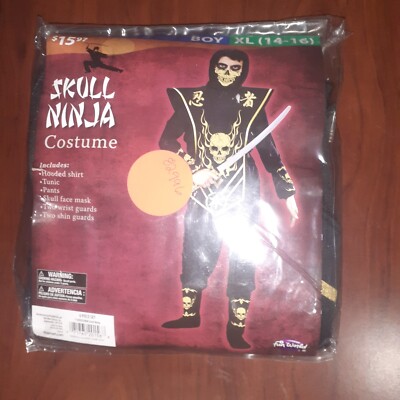 SKULL NINJA Halloween Costume Boys Size XL(10-12) NEW with Mask | eBay