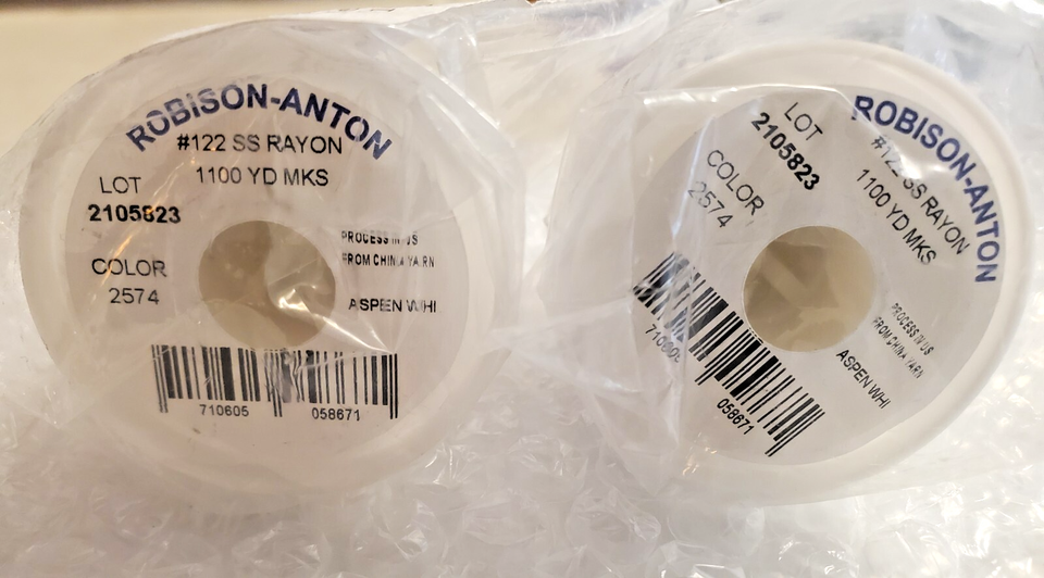 LOT of 2 Robison Anton 1100yd Embroidery Thread #122 Aspen White | eBay