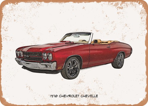 Classic Car Art - 1970 Chevy Chevelle Pencil Sketch - Rusty Look Metal ...