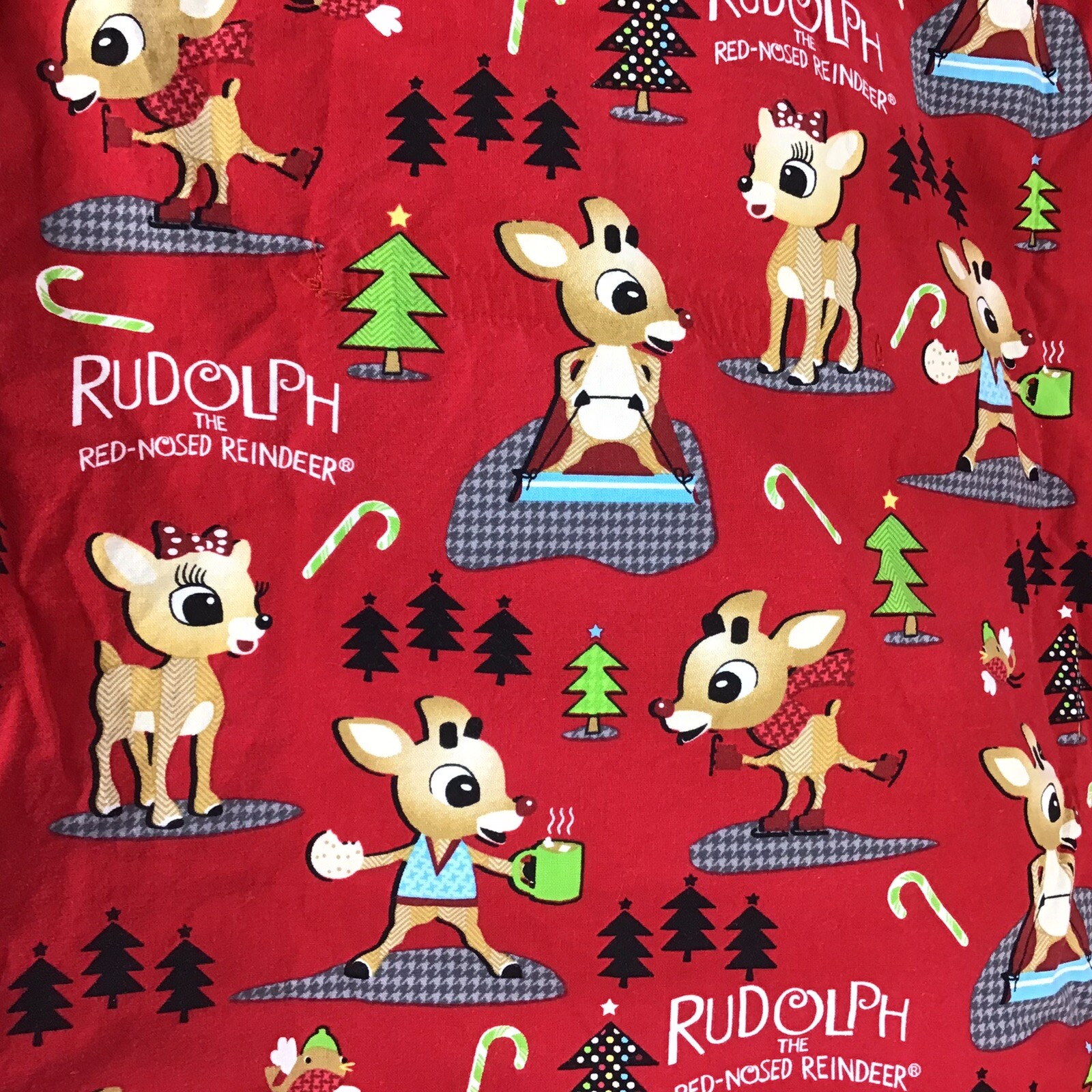 Rudolph the Red Nosed Reindeer XL Christmas Scrub Shirt Top Peds ...