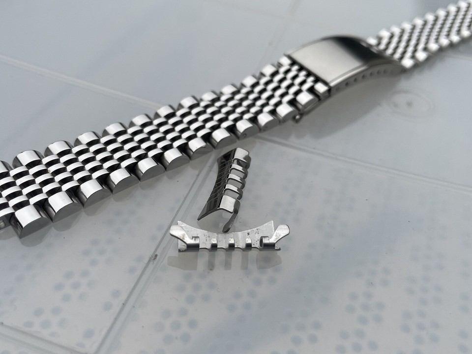 18mm Omega Seamaster Rice Bead Stainless Steel watch strap Band Curved ...