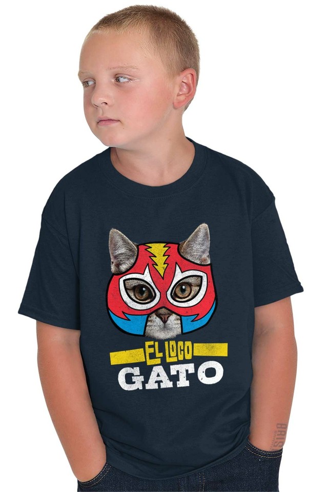 El Gato Funny Cat Superhero Crazy Lover Gift Youth Crewneck T Shirts ...