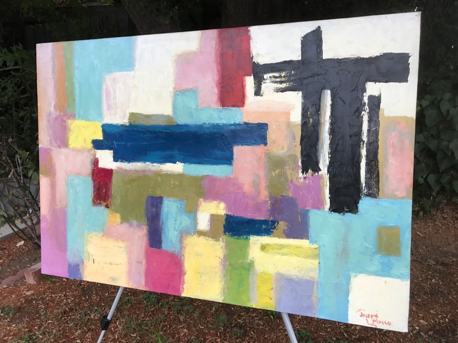 JOSEPH MUSSO Original HUGE 1970s ABSTRACT 1 MODERN CUBIST MidCentury ...