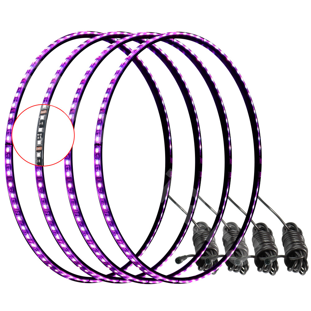 Pack of 4 15.5'' RGB Wheel Ring Lights LED Light For Truck Car Rim ...