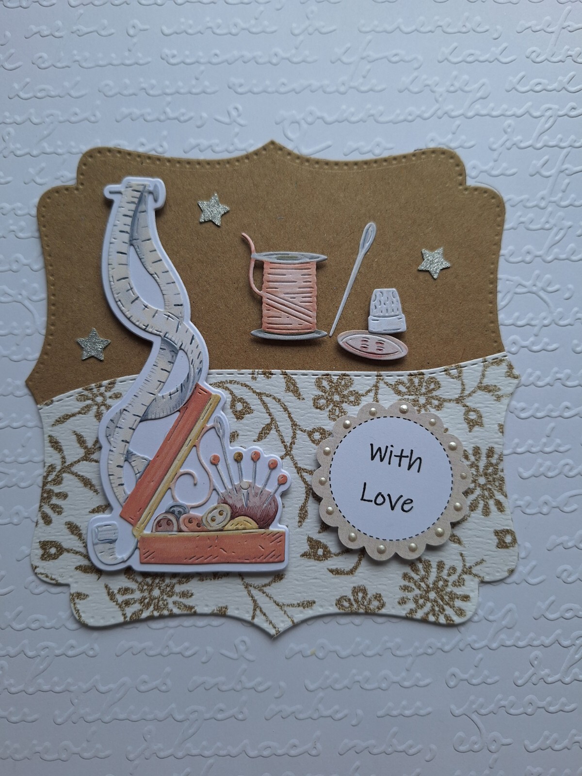 Luxury Tailored To you Sewing Cotton Reel Fabric Effect Card Topper | eBay