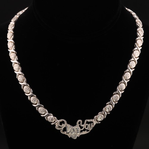 Sterling Silver - TURKEY SG "I Love You" Heart XOXO 17" Chain Necklace - 29.5g | eBay