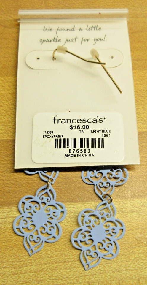 new FRANCESCA'S big pierced pair epoxy paint blue lightweight earrings ...