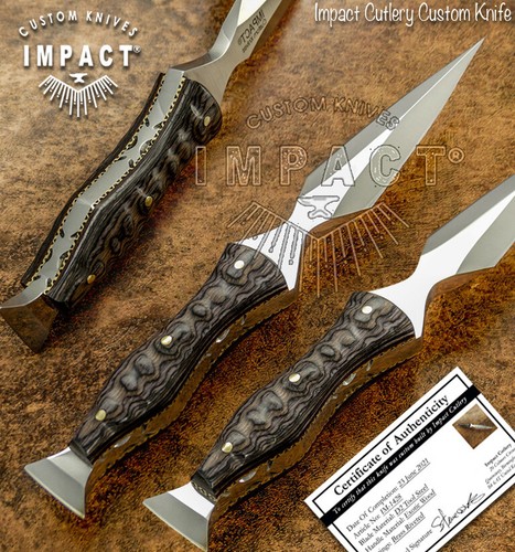 IMPACT CUTLERY RARE CUSTOM D2 FULL TANG BOOT KNIFE DAGGER EXOTIC WOOD ...
