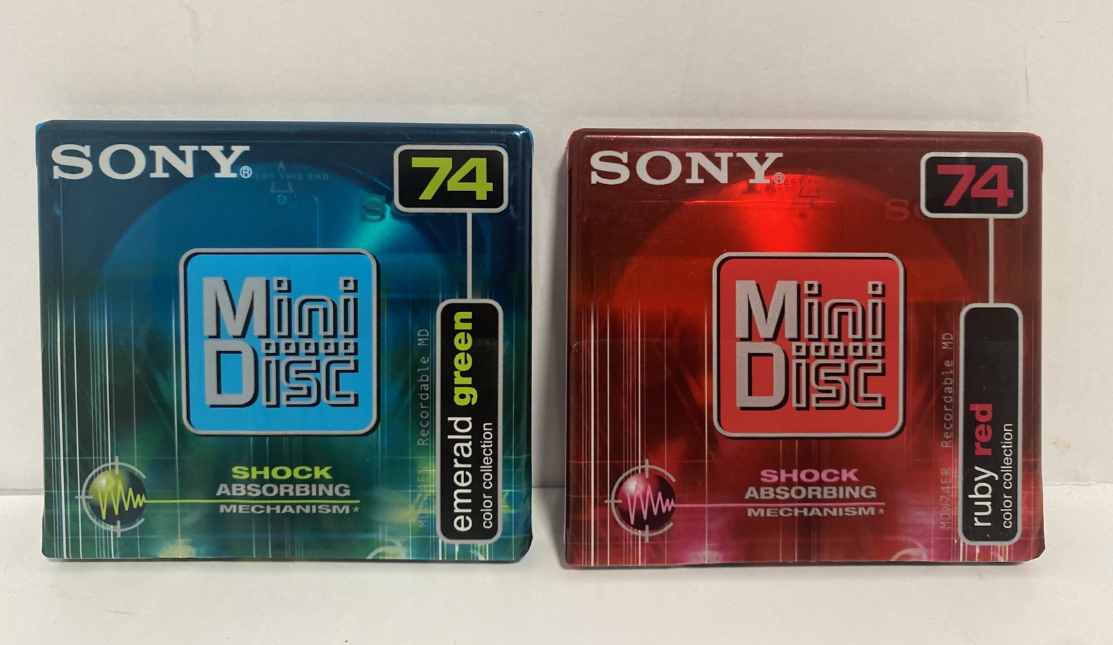 SONY Mini Disc 74 Minute - Emerald Green/Ruby Red - Set of 2 -New ...
