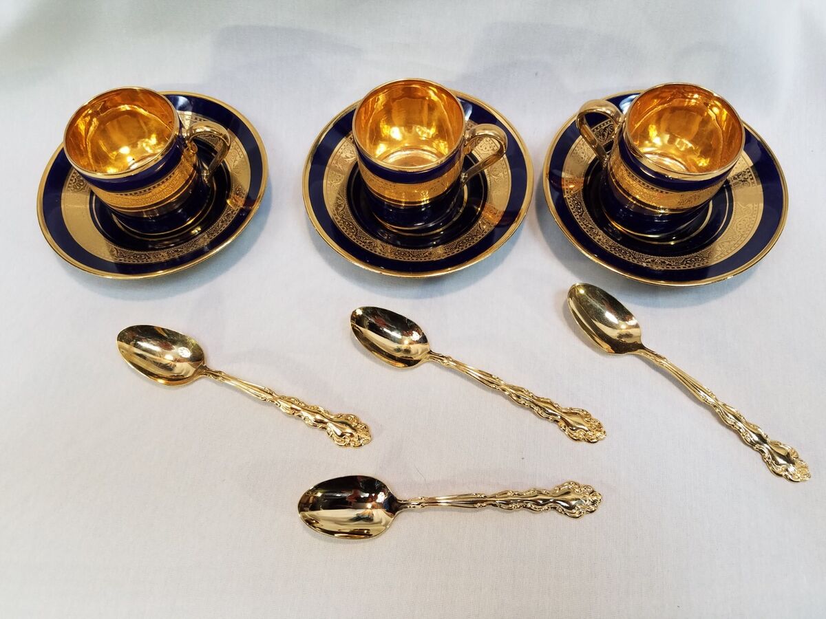 Limoges Legle Porcelaine d'Art Demtiasse Cup & Saucer Set + Limoges Legle Porcelaine d'Art Demtiasse Cup & Saucer Set +