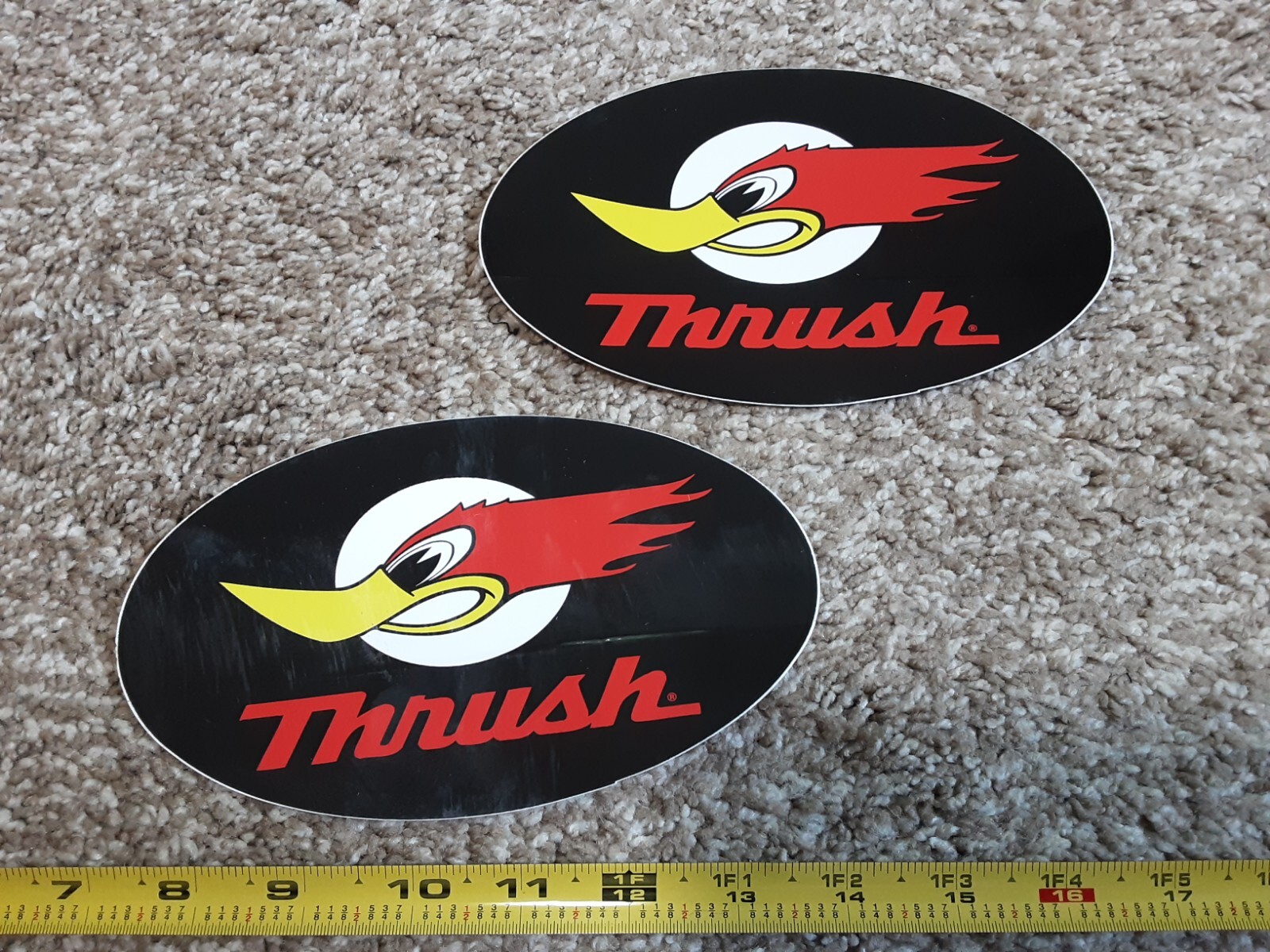 Lot of 2 Classic Thrush Exhaust Black Racing Decals Stickers NHRA Hot ...
