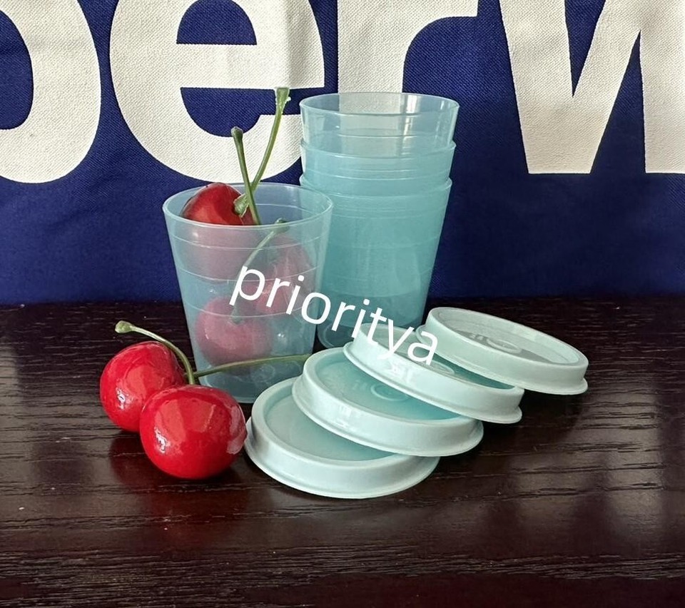 Tupperware Tupper Mini Midgets Container 2oz Set of 4 Light Blue with ...