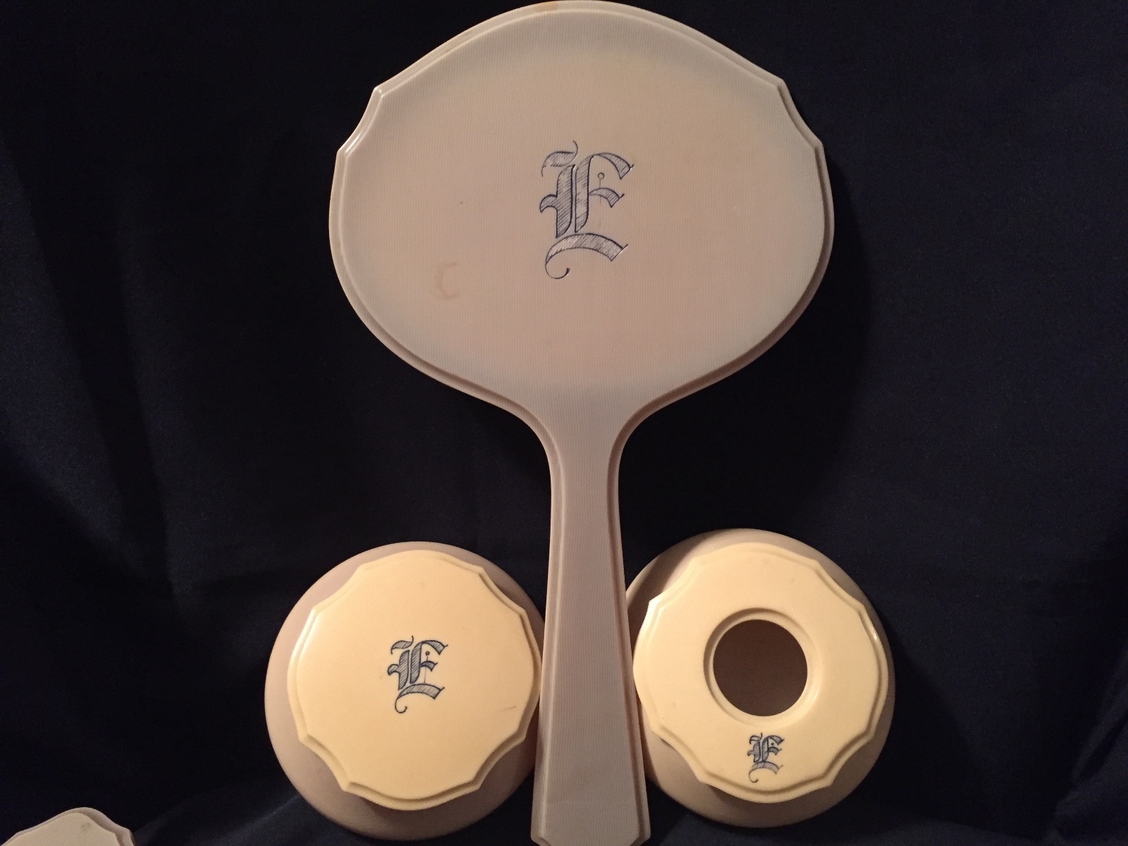 Lot of Vintage Ivory Celluloid Pyralin Du Barry Vanity Dresser Set ...