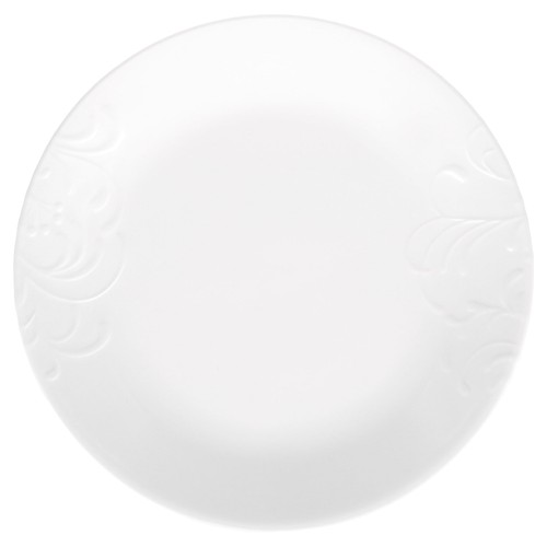 Corelle Madeline Embossed 12 Piece White Dinnerware Set Triplex Glass ...