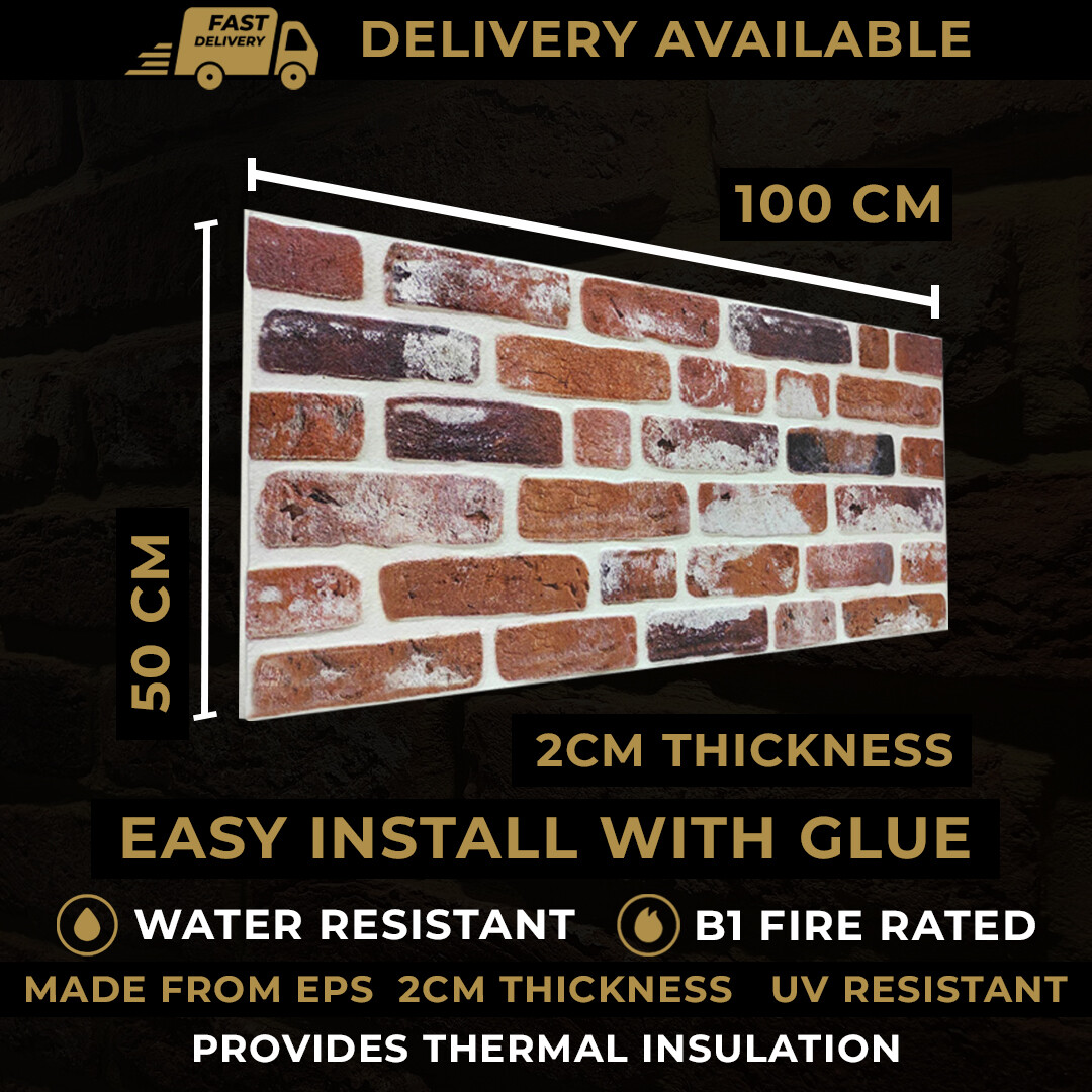 3D Brick Wall Panels Brick Effect Cladding Wall Decorative Covering ...