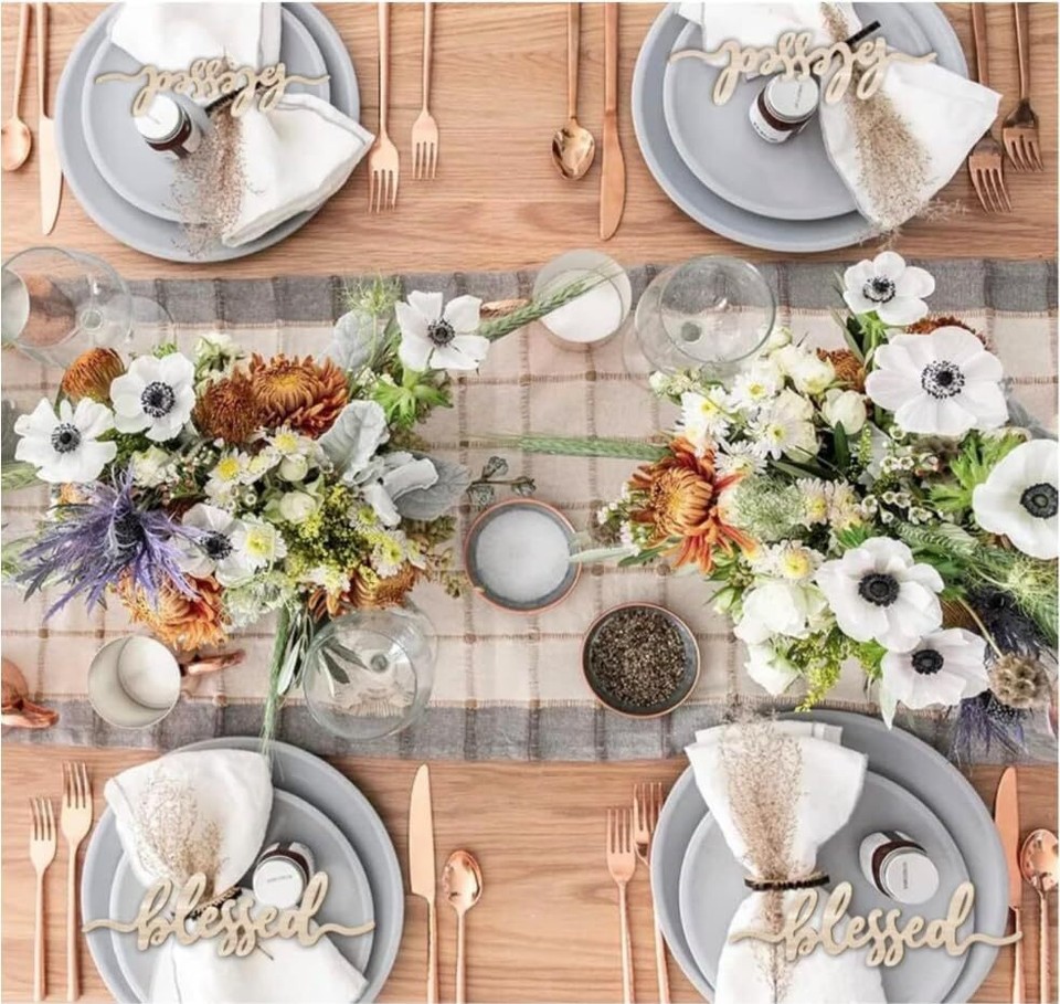 Thanksgiving Place Cards Blessed Thankful Grateful Wood Signs Fall ...