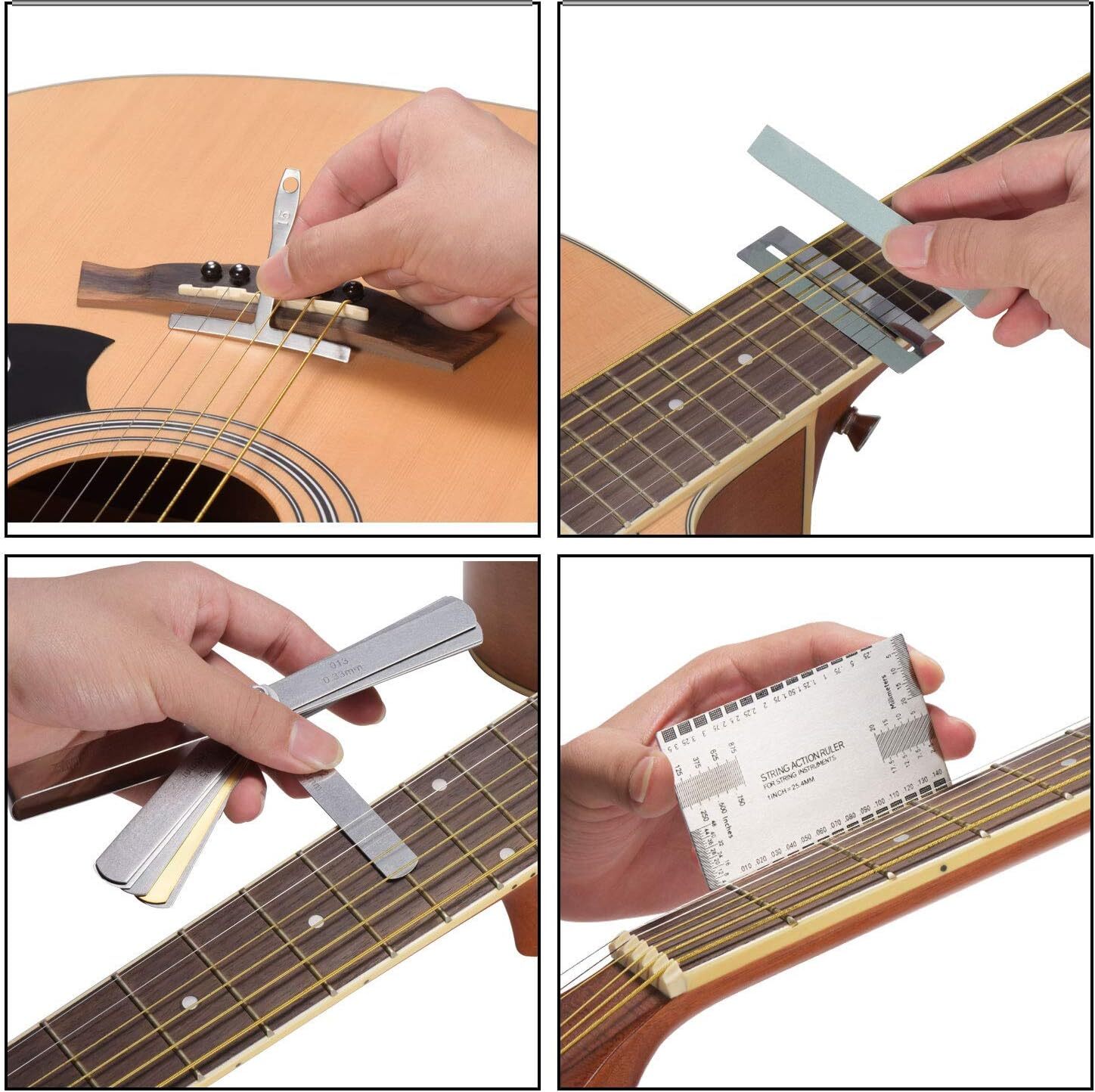 14pcs Guitar Radius Gauge Set String Action Ruler Feeler Gauge Fret ...